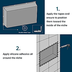 BLYLUND Shower Niche Stainless Steel 12" x 24" NO Tile Needed,Gunmetal Black Wall-inserted Niche Recessed, Recessed Shower Shelf Modern and Elegant Soap Niche for Bathroom