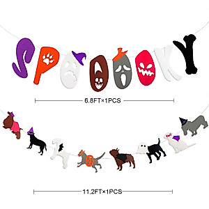 pinkblume Halloween Dog Party Decorations Spooky Puppy Hanging Bunting Banner with Ghosts Pumpkin Witch's hats Dog Paws and Bones for All Hallows Eve Happy Halloween Birthday Holiday Party Supplies