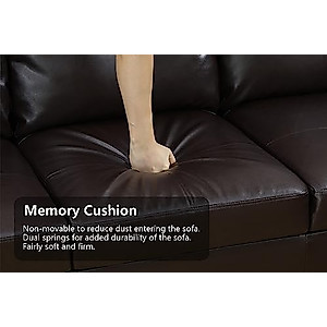 SIENWIEY Sectional Sofa Set, L-Shape Faux Leather Couch Living Room Sofa Set with Chaise Using for Living Room Furniture(Brown,Facing Right Chaise)
