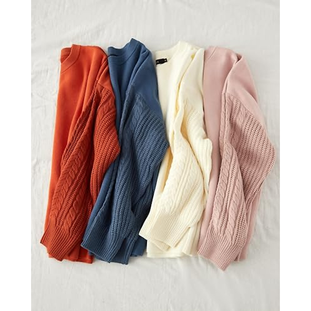 ZESICA Women's 2023 Fall Long Sleeve Crew Neck Solid Color Cable Knit Chunky Casual Oversized Pullover Sweater Tops,Camel,Large