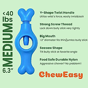 ChewEasy Interactive Bully Stick Holder for Dogs, Prevent Chocking Safety Device, Long Enough Screw to Lock, Seesaw Shape(Medium)