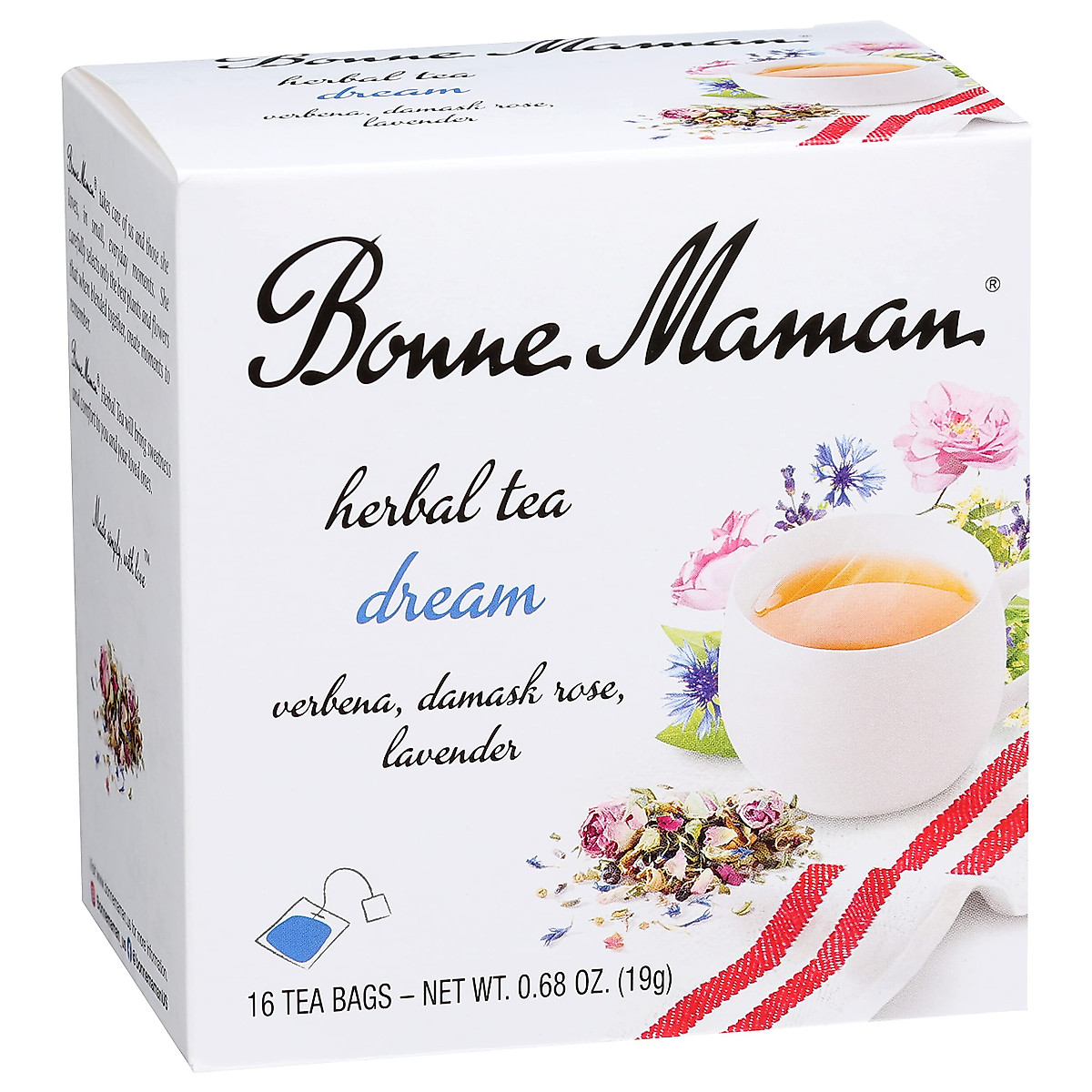 Bonne Maman Organic Herbal Tea Dream: Verbena, Damask Rose & Lavendar Blend, 16 Tea Bags (Pack of 1)