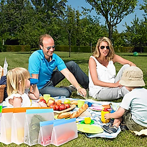 Reusable Food Storage Bags Stand Up, 12 Pack BPA Free Freezer Bags (3 Large Reusable Gallon bags+4 Leak-proof Reusable Sandwich Bags+ 5 Food Grade Reusable Snack Bags Silicone Lunch bags for Marinate Food Fruit Travel Home Organization