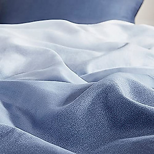 Madison Park 100% Sateen Cotton Comforter Set, Breathable, Soft Cover, Trendy, All Season Down Alternative Cozy Bedding with Matching Shams, Full/Queen (90 in x 90 in), Indigo Blue 3 Piece