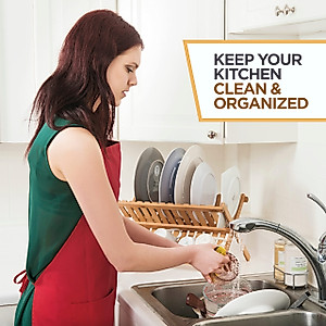 Collapsible Dish Drying Rack and Expandable Bamboo Silverware Organizer