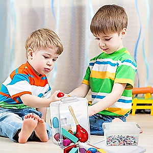 Tuanse 10 Pieces Storage Bins with Lids Bulk 3.2 Qt, 1.32 Qt Clear Small Plastic Storage Containers Stackable Boxes for Small Toy Bead Organizing
