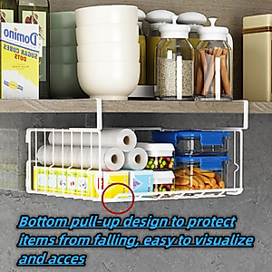 Couwilson 𝐔𝐧𝐝𝐞𝐫 𝐒𝐡𝐞𝐥𝐟 𝐁𝐚𝐬𝐤𝐞𝐭 Storage 2Pack - 12.6in Metal Under Cabinet Shelf, Hanging Wire Basket Shelves, Undershelf Storage Basket for Kitchen Pantry Bookshelf