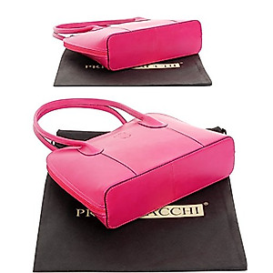 PRIMO SACCHI Italian Smooth Leather Pink Classic Long Handled Handbag Tote Grab Shoulder Bag