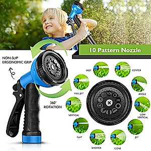 Garden Hose 50ft, Kebose Heavy Duty Water Hose 5/8, Lightweight Flexible Hose with Work 150 PSI Resistant, 10 Function Spray Nozzle & 3/4 Solid Fittings, No Kink Hose for Outdoor, Yard