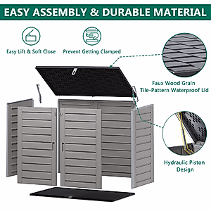 COCLUB 4.6 ft x 4.1 ft Resin Outdoor Storage Shed, 49.5 Cu Ft Extra Large Horizontal Tool Sheds, Multi-Purpose Storage Cabinet for Trash Cans, Garden Tools, Lawn Mower, Double Lockable Doors