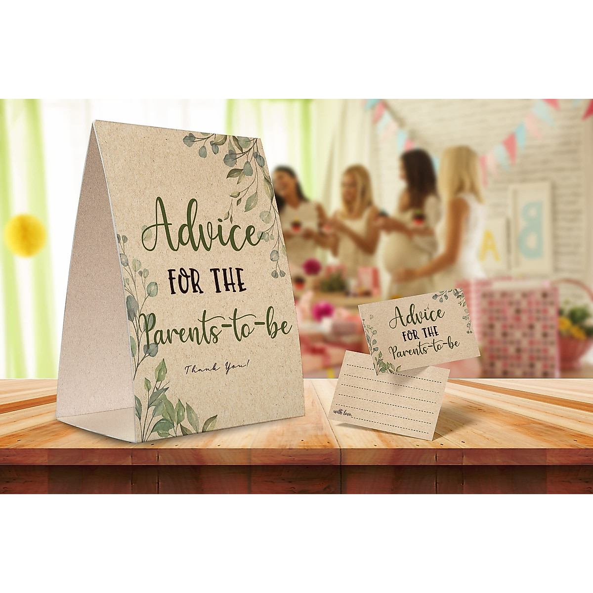 Advice for the Parents-to-Be Sign, Baby Shower Advice Game Kit (1 Standing Sign + 50 Advice Cards), Baby Showers Decorations-NPZAD02