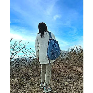 YunZh Denim Backpack Casual Style Lightweight Jeans Backpacks Classic Retro Travel Daypack