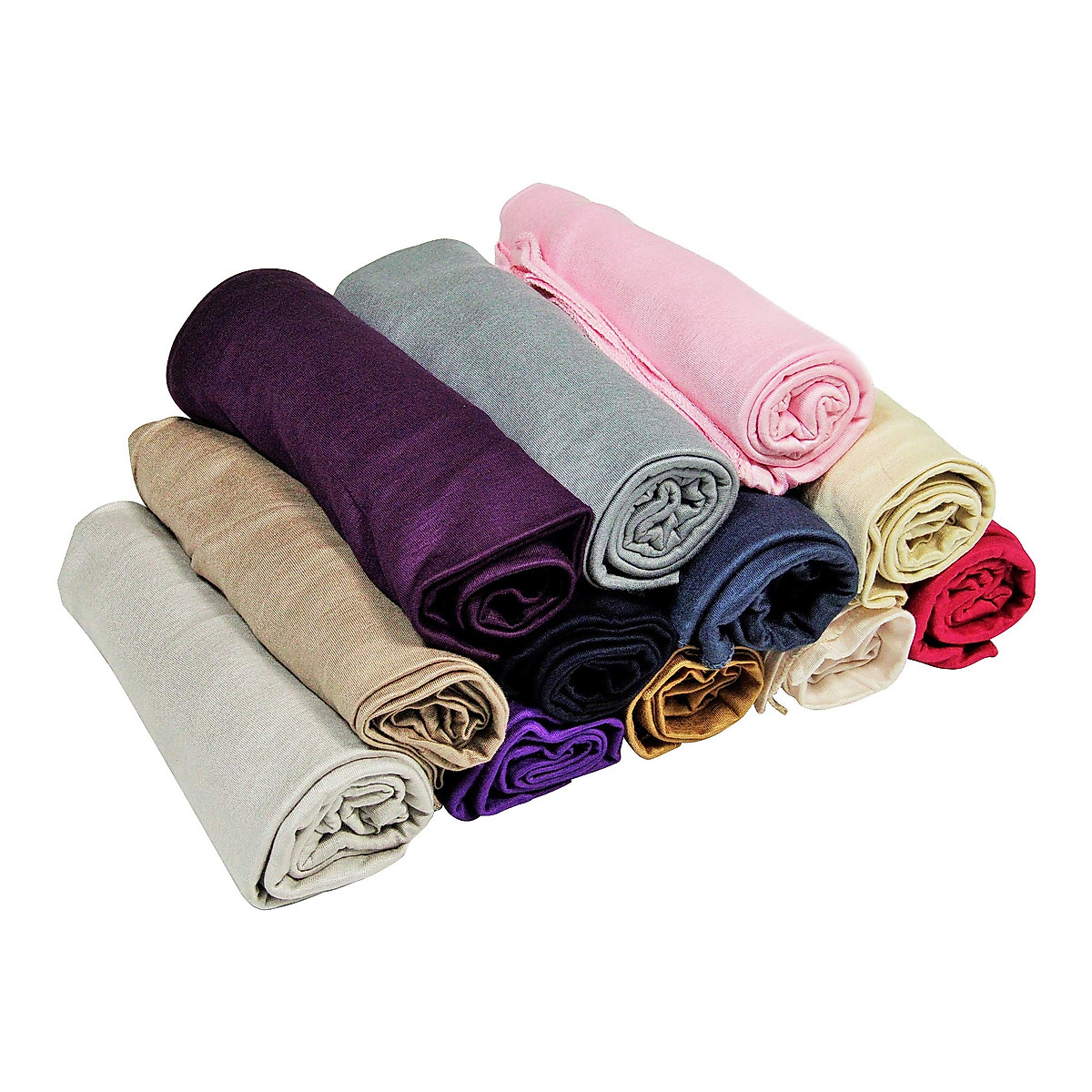 Women's White Super Soft Stretch Jersey Head Scarf Wrap Rectangle