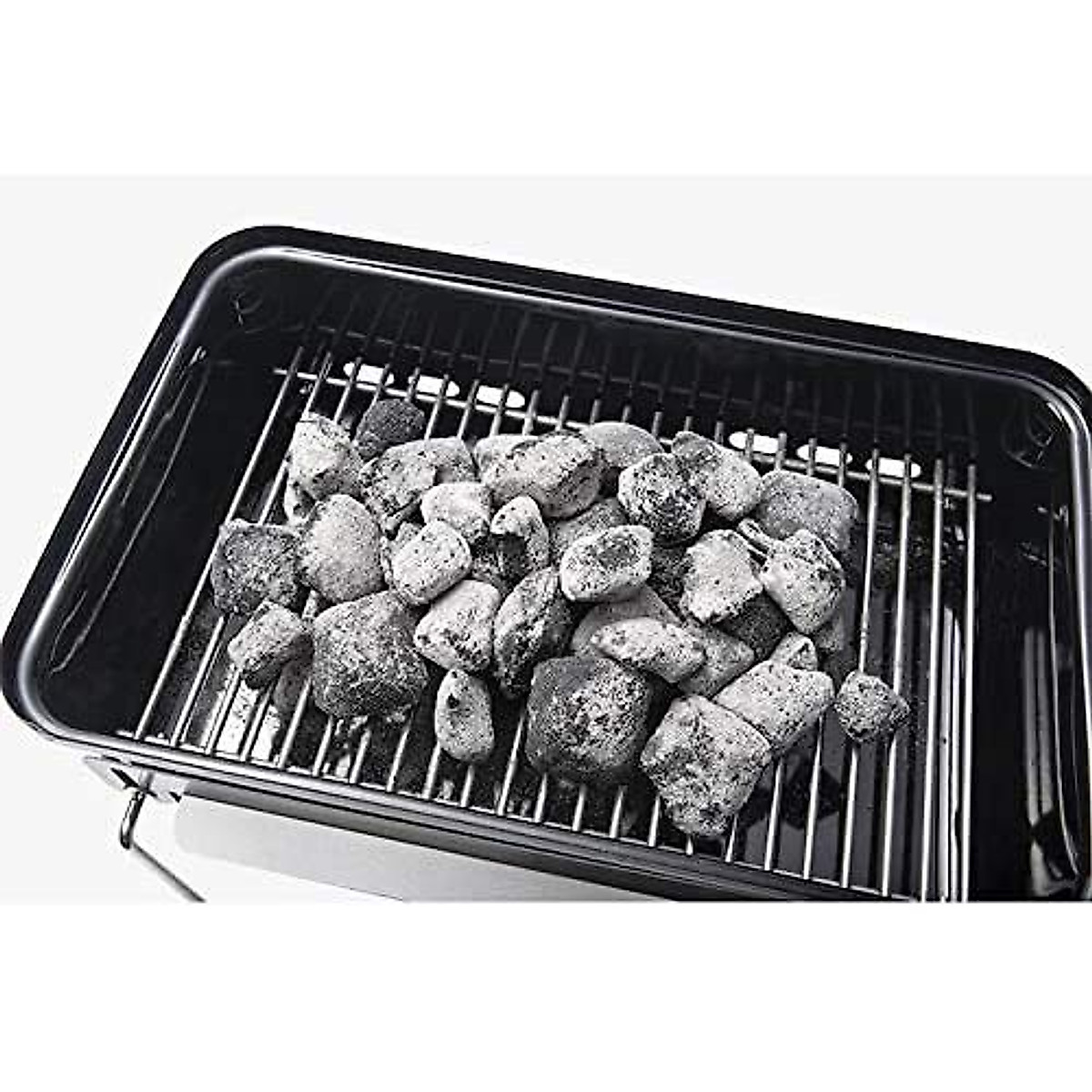 Duke Grills Omaha Go Anywhere Portable Charcoal Grill with Lid - Mini Table Top Grill for Camping, Boat, Tailgate, BBQ - Sturdy Steel Design - Foldable Legs - 6 Burgers, 4 Dogs