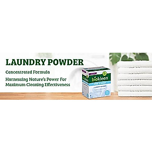 Biokleen Free & Clear Natural Laundry Detergent - 150 Loads - Powder, Concentrated, Eco-Friendly, Plant-Based, No Artificial Fragrance or Preservatives, Free & Clear