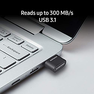 SAMSUNG FIT Plus 3.1 USB Flash Drive, 128GB, 400MB/s, Plug In and Stay, Storage Expansion for Laptop, Tablet, Smart TV, Car Audio System, Gaming Console, MUF-128AB/AM,Gunmetal Gray
