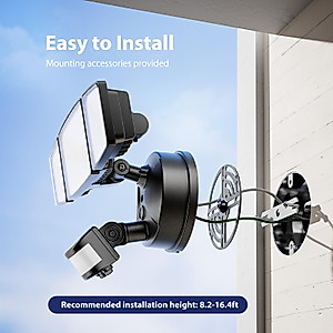 Onforu 65W LED Security Lights Motion Sensor Light Outdoor, 6500LM, 6500K, IP65 Waterproof, Flood Light Outdoor Motion Detector with Adjustable 3 Head, Hardwired Wall Light for Entryway, Yard, Garage