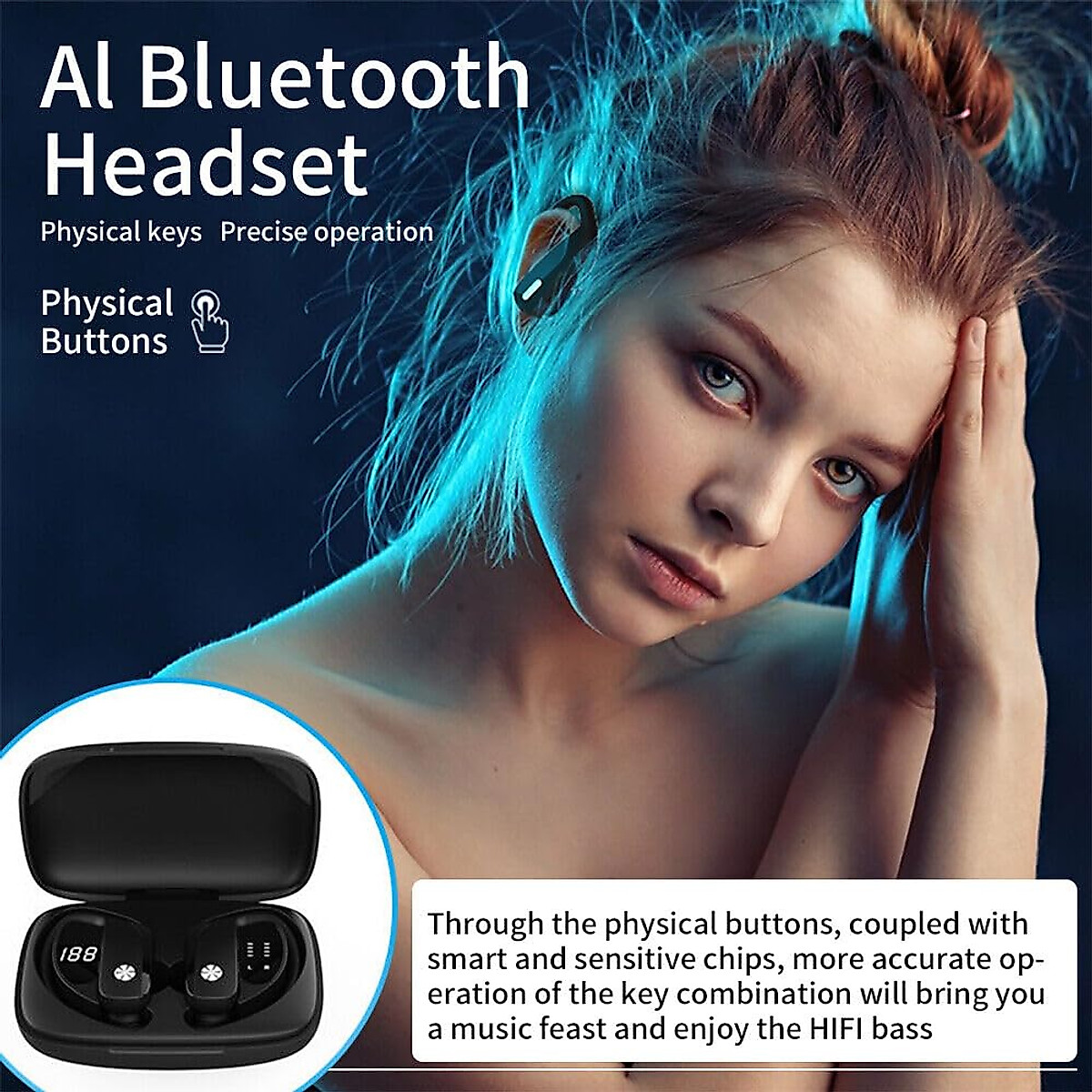 FK Trading Wireless Earbuds for iPad Pro 12.9 (2022) Bluetooth Headphones 48hrs Play Back Sport Earphones with LED Display Over-Ear Buds with Earhooks Built-in Mic