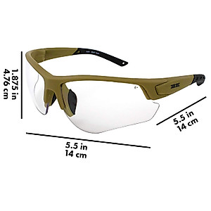 Epoch Eyewear Grunt Tactical Shooting Range Safety Sunglasses Tan Frames with Clear Lenses