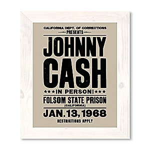 "Johnny Cash-In Person-Folsom State Prison"-Country Music Wall Art -11 x 14" Vintage Replica Sign Print-Ready to Frame. Rustic Decor for Home-Studio-Bar-Dorm-Cave. Great Gift! Printed on Photo Paper.