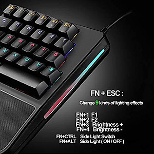 XYLXJ One-Hand Mechanical Keyboard, Wired Gaming Keyboard, 28-Key LED Backlight, Blue Switch, Ergonomic Wrist Strap, for PC Laptop