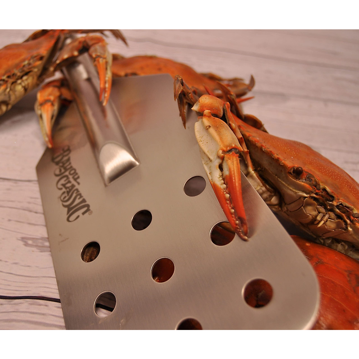 Bayou Classic 1042 42-in Stainless Stir Paddle Perfect for Crawfish and Seafood Boils Durable 42-in Stainless Handle 4-in Wide Perforated Paddle
