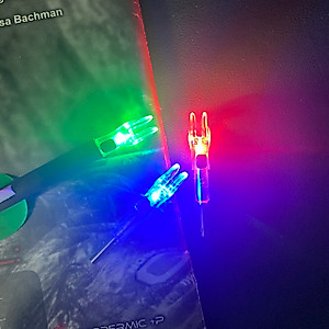 Ellen Archery X Lighted Nocks with Collars for Arrows with .204.233.244.246 Inside Diameter Bowstring Activated Linear Switch LED Nock Tail Illuminated Lighted Archery Nocks (Flash 3-Pack, 0.204)