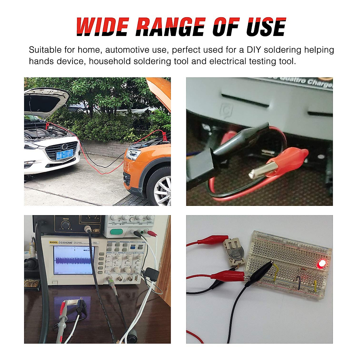 Nilight - 50052R 60Pcs Metal Alligator Clip Clamp Assortment Test Lead Electrical Battery Clamp Connector Alligator Connector Electrical Assortment Charging Clip