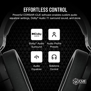 Corsair HS55 Surround Gaming Headset (Leatherette Memory Foam Ear Pads, Dolby Audio 7.1 Surround Sound on PC and Mac, Lightweight, Omni-Directional Microphone, Multi-Platform Compatibility) Carbon