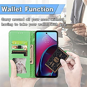 ONV Wallet Case for Oppo Reno 7 SE -1.5M Adjustable Strap Emboss Feather Flip Phone Case Card Slot Magnet Leather Shell Flip Stand Cover for Oppo Reno 7 SE [MZY] -Green