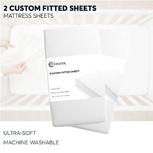 Accessory Bundle Including a Gray Baby Crib Mobile, Large Diaper Caddy, and 2 Mattress Sheets for Your Baby boy or Girl Bassinet