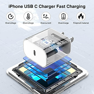 3 Pack QZIIW iPhone Charger,iPhone Fast Charger,[MFi Certified] iPhone Fast Adapter,USB C to Lightning Charging Cable 6 Feet,20W USB C Wall Charger with Compatible iPhone 14 13 12 11 Pro Max,iPad