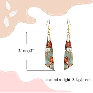Brass Boho Handmade Agalmatolite Stone Dangle Earrings for Women