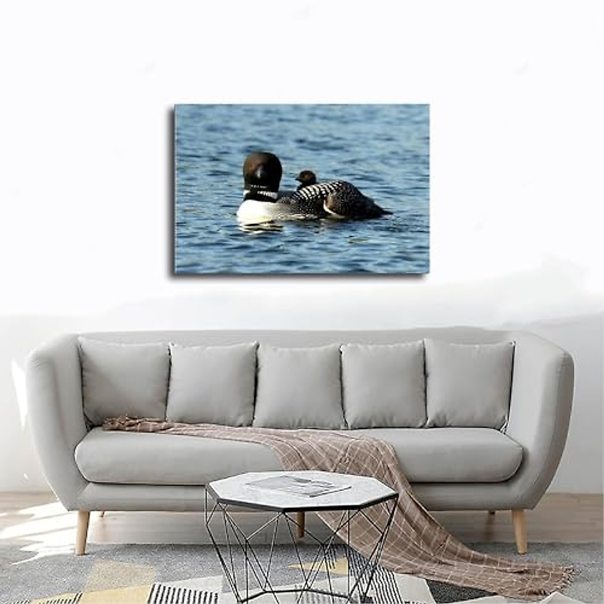 Loon Raft Poster Canvas Poster Wall Art Decor Print Picture Paintings for Living Room Bedroom Decoration Frame: Frame:16x24inch(40x60cm)