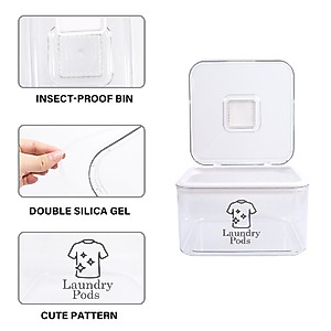 Xbopetda Laundry Pods Container, Large Capacity Clear Laundry Pods Holder, Laundry Pods Storage with Flip Lid, Laundry Detergent Dispenser with Measuring Cup, Laundry Room Organization and Storage