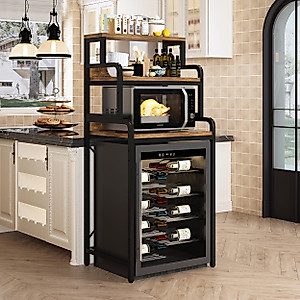 4-Tier Kitchen Bread Rack, Mini Fridge Stand Shelf, Double-Purpose Rack, Free Standing Kitchen Storage Shelf Rack, Microwave Oven Stand with Storage, Kitchen Baker's Rack for Spices, Pots and Pans