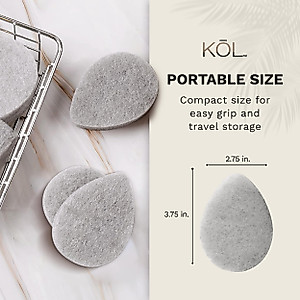 KOL Face Scrubber, Charcoal Infused Exfoliating Facial Cleansing Pads, Disposable Exfoliator Face Sponge for Daily Cleaning and Makeup Removal, 6 Count