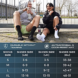 Coolmax Compression Running Socks 3 Pairs, Cushion Crew Socks, Anti-Blister Moisture Wicking Athletic Hiking Socks