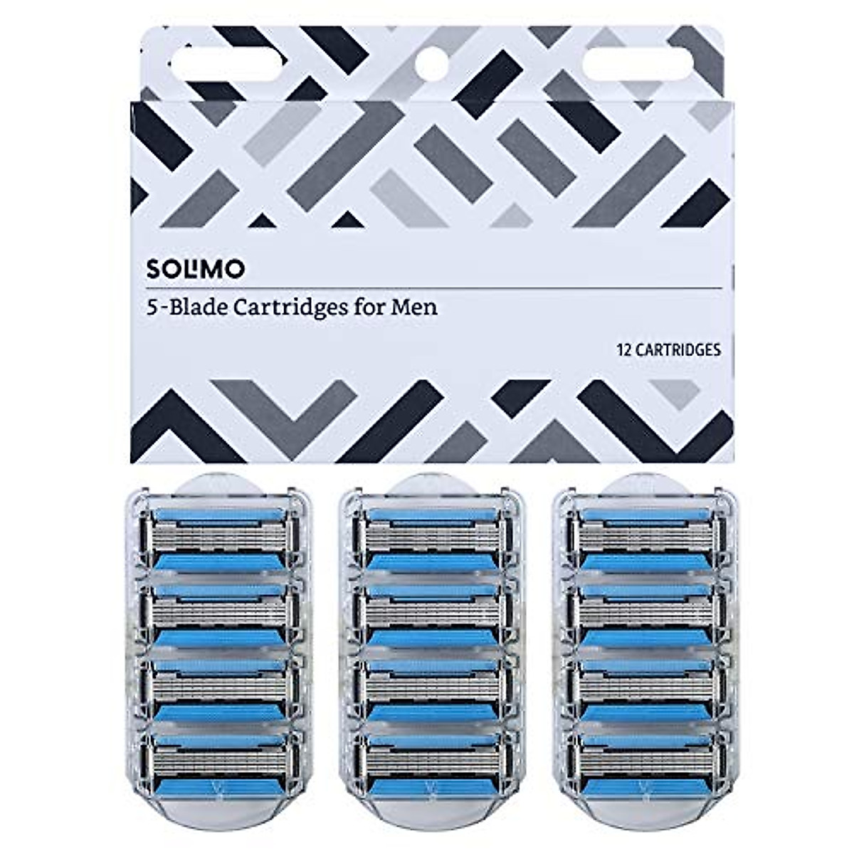 Solimo 5-Blade Razor Refills for Men with Dual Lubrication and Precision Beard Trimmer, 12 Cartridges & 3-Blade MotionSphere Razor for Men with Dual Lubrication, Handle & 2 Cartridges