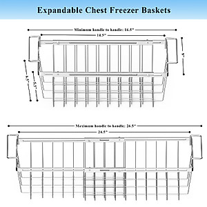 Orgneas Freezer Baskets for Chest Freezer, Expandable Deep Freezer Organizer Bins Wire Basket Storage Adjustable From 16.5" to 26.5", Stainless Steel Over the Sink Dish Drying Rack for Kitchen