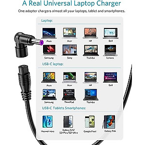 Belker 65W 45W Universal Laptop Charger with USB C Tip for HP Asus Lenovo Dell Acer Toshiba Samsung IBM Google MacBook Pro Laptop Ultrabook Chormebook