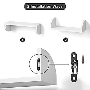 SRIWATANA White Floating Shelves, Nursery Wall Shelves Set of 3, Solid Wood Shelves for Bedroom, Living Room, Kitchen, Bathroom - White