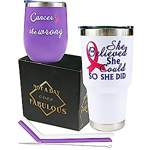 Breast Cancer Gifts for Women,Encouragement Gifts for Women,Christmas Gifts,She Believed She Could So She Did,Breast Cancer Tumbler,Breast Cancer Awareness Gifts for Women,Breast Cancer Survivor Gifts