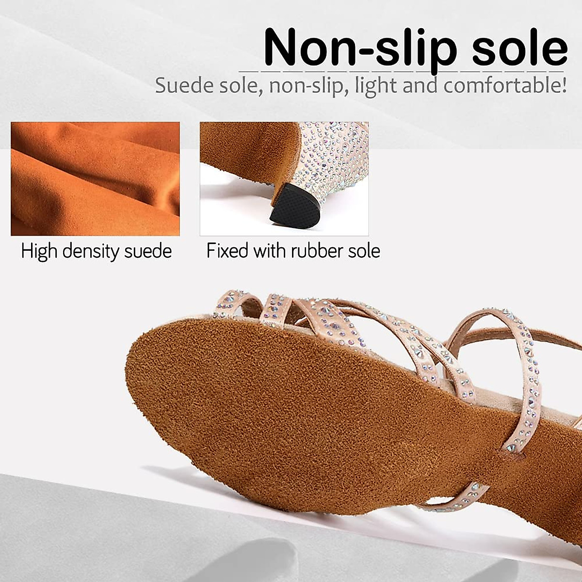 SWDZM Women's Rhinestone Dance Shoes Ballroom Latin Salsa Performance Practice Dancing Shoes,L377,Pink,Heel 2 1/3'',US 8