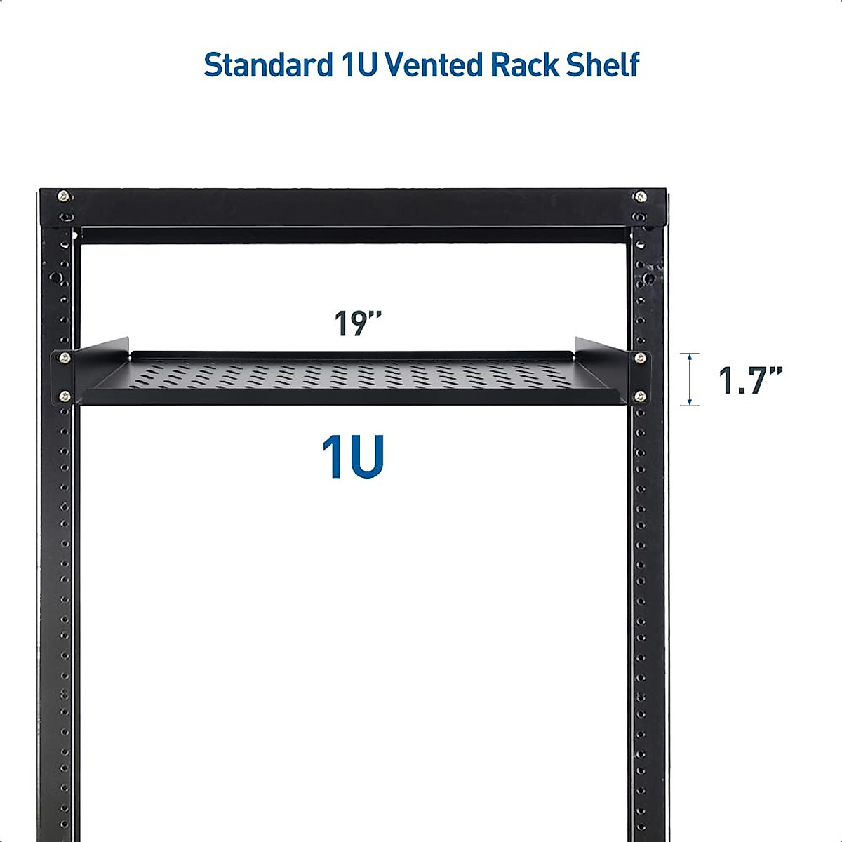 Cable Matters 1U Server Rack Shelf for 19" Rack & Cabinet, 10" Depth with 55lbs Weight Capacity (Rack Mount Shelf) in Black