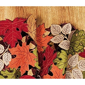 KEVA Fall Table Runner 72inches Long, Autumn Maple Leaves Table Runner 13x72 inch for Thanksgiving Kitchen and Table Decoration, Harvest Fall Farmhouse Rustic Embroidered Thanksgiving Table Runner