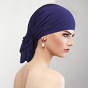 6 Pieces Head Scarf for Women Slip on Pretied Head Scarves Cancer Headwear Turban Hat Beanie Wrap (Mix Color)