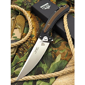 HOKC Nuker | 347-109406 | Utility Knife, Pocket Knife, EDC Knife by Official Dealer - Designed by Russian Master Aleksander Biryukov - Liner Lock, G10 Handle, Finger Flipper, Ball Bearing Pivot, Adjustable Pocket Clip, Long and Durable D2 Stainless Tool S