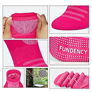 FUNDENCY Non Slip Yoga Socks for Women 6 Pairs, Anti-Skid Socks for Pilates Bikram Fitness Socks with Grips