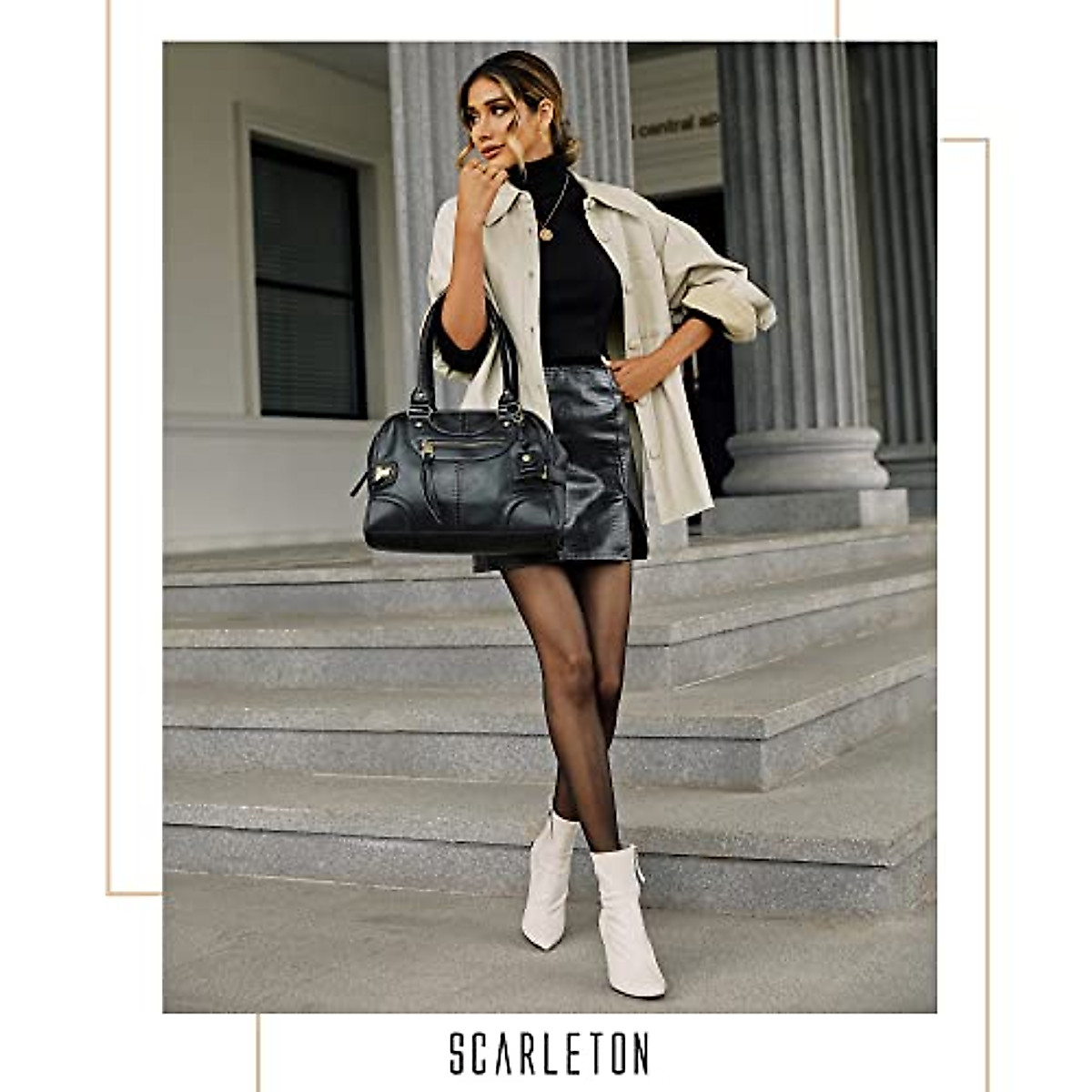 Scarleton Vintage Purses for Women, Top Handle Satchel Bag, Multi Pocket Crossbody Bags for Women, Shoulder Bag Tote, H106819 - Navy Blue